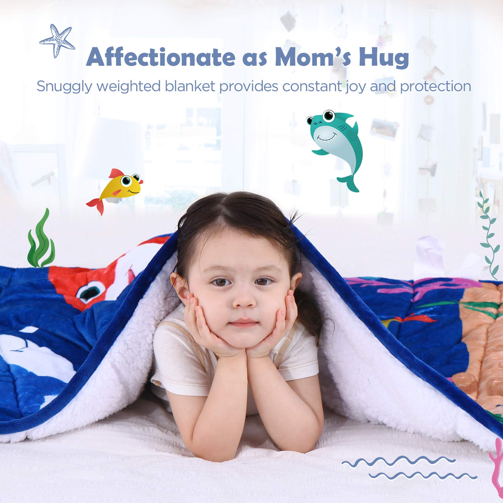 Topblan Weighted Blanket 3lbs for Kids, Sherpa Fleece Blanket Featuring Whimsical Patterns, Calming Blanket to Help with Peaceful Sleep, 36 x 48 inches - Purple Unicorn