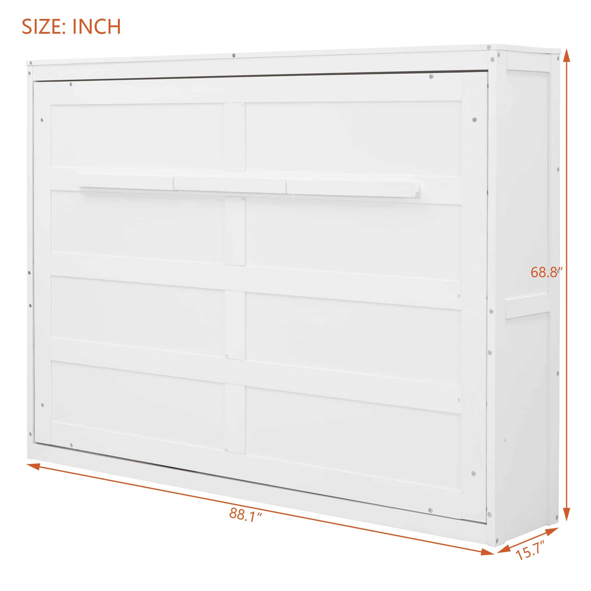 YSWH Queen Size Murphy Bed Chest Wall Bed, Wood Murphy Bed Wall Bed Frame, Mobile Versatile Cabinet Bed Folding Bed for Bedroom Furniture, Foldable Platform Bed Folded into Cabinet (White)