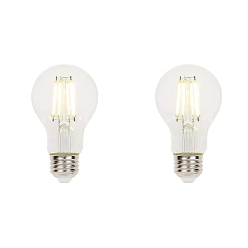 Westinghouse 5316500 6.5 Watt (60 Watt Equivalent) A19 Dimmable Clear Filament LED Light Bulb, Medium Base, Single (Pack of 2)