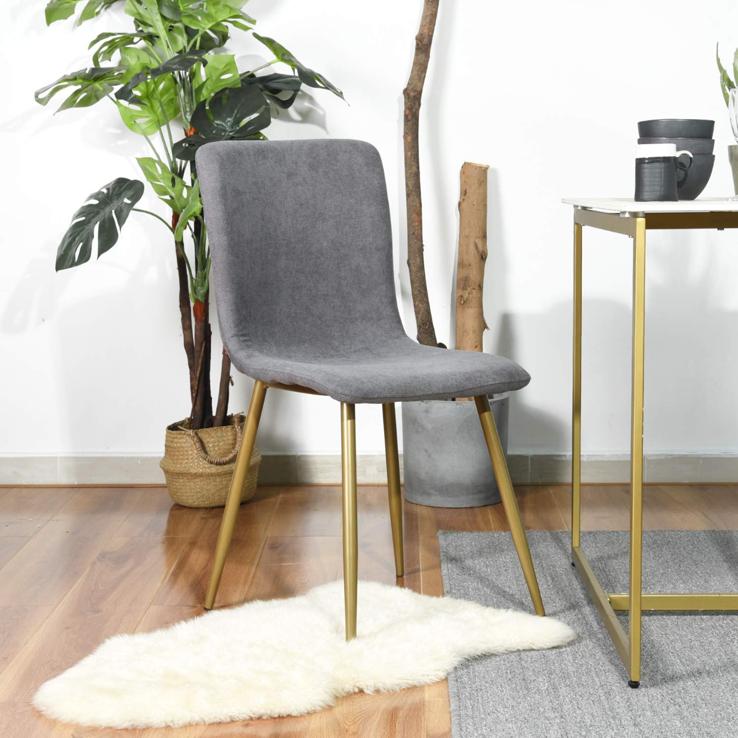 wOod-it Dining Table Set for 4, Glass Kitchen Tables with Chairs Modern Rectangular for Small Spaces Apartment Room (Dark Gray)