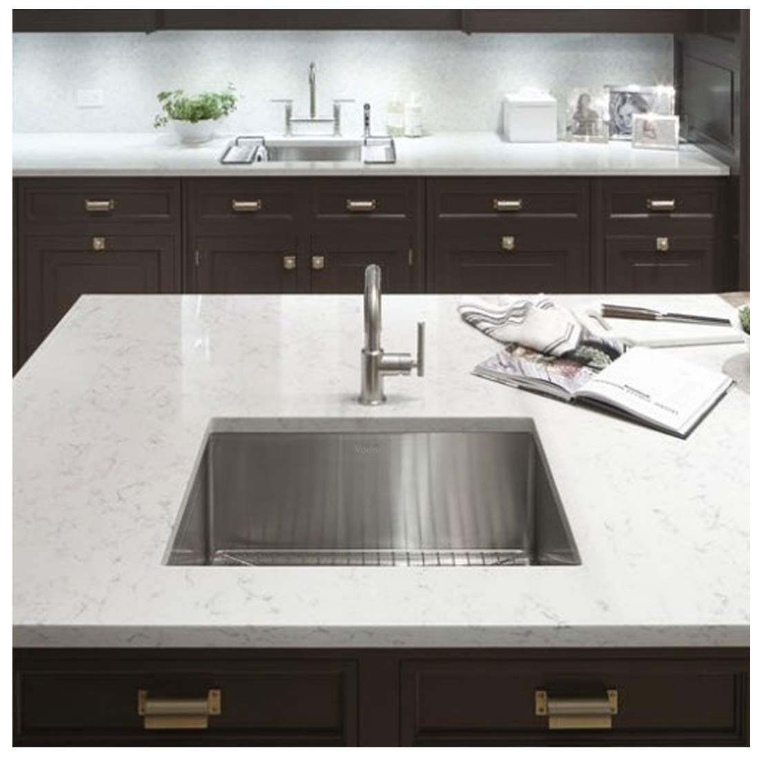 VADANIA 20-inch Kitchen Bar Sink, 20"x18"x10", Single Bowl, Undermount, 18 Gauge T304 Stainless Steel, Satin Finish, with Strainer & Bottom Grid, cUPC listed