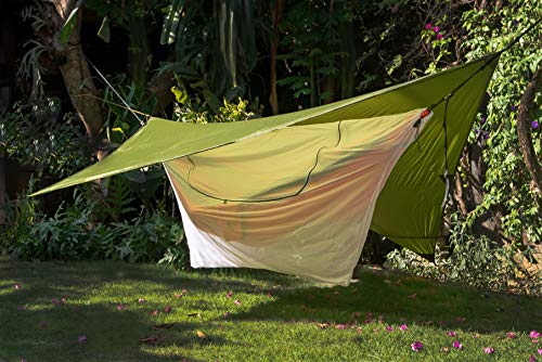 Ticket to the Moon 360° Convertible Mosquito and Bug Hammock Net - Fair Trade & Handmade All-Round Protection from Bugs and Insects - Double Circular Zipper Opens Ceiling for Extra Comfort - White