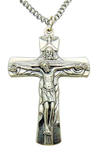 Westman Works Trinity Vatican Crucifix 2 Inch Catholic Cross on Stainless Steel Chain
