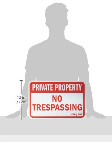 SmartSign 12 x 18 inch “Private Property - No Trespassing” Official California State Metal Sign, 63 mil Laminated Rustproof Aluminum, Red and White