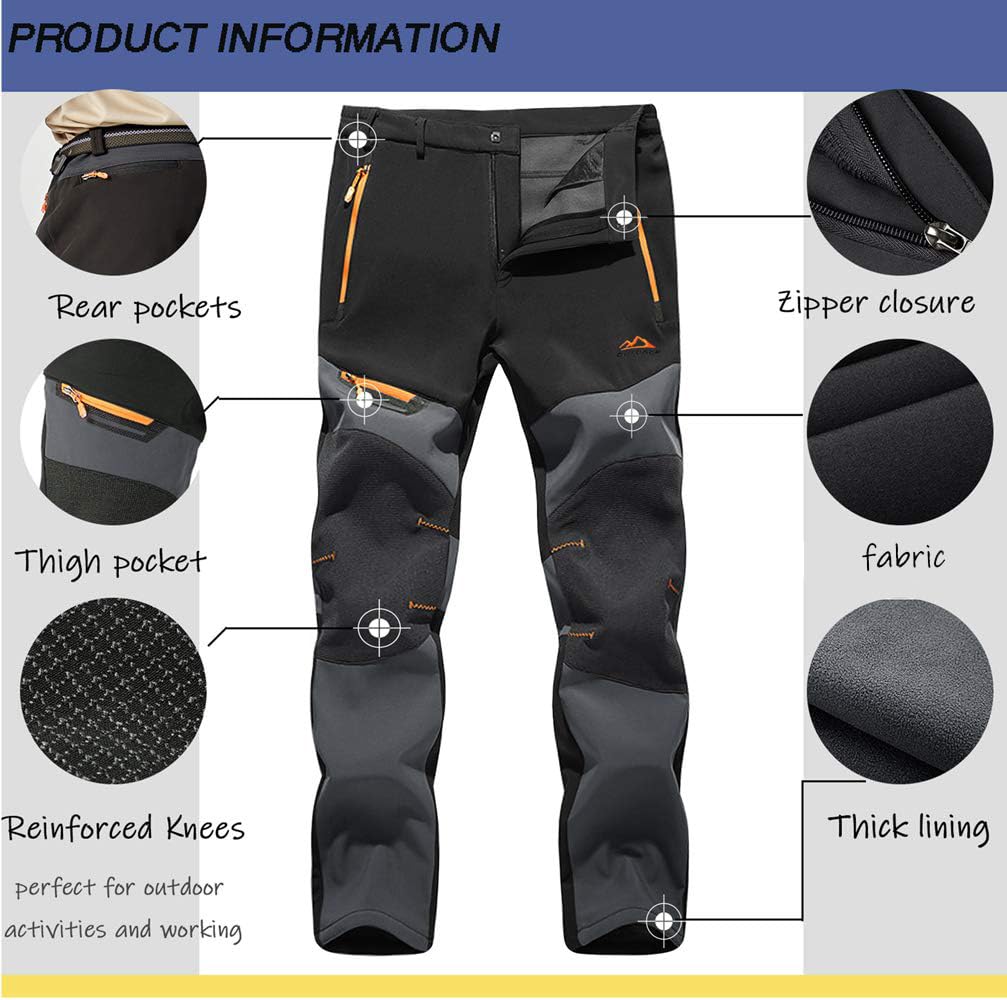 TACVASEN Men's Hiking Pants Waterproof Pants Ski Pants Snow Pants Snowboard Pants Cargo Pants Windproof Pants