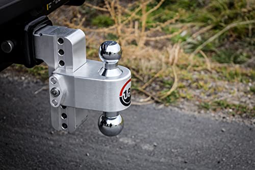 Weigh Safe Adjustable Trailer Hitch Ball Mount - 8" Adjustable Drop Hitch for 2.5" Receiver - Premium Heavy Duty Aluminum Trailer Tow Hitch w/Chrome Plated Tow Balls (2" & 2 5/16") - 18,500 GTW