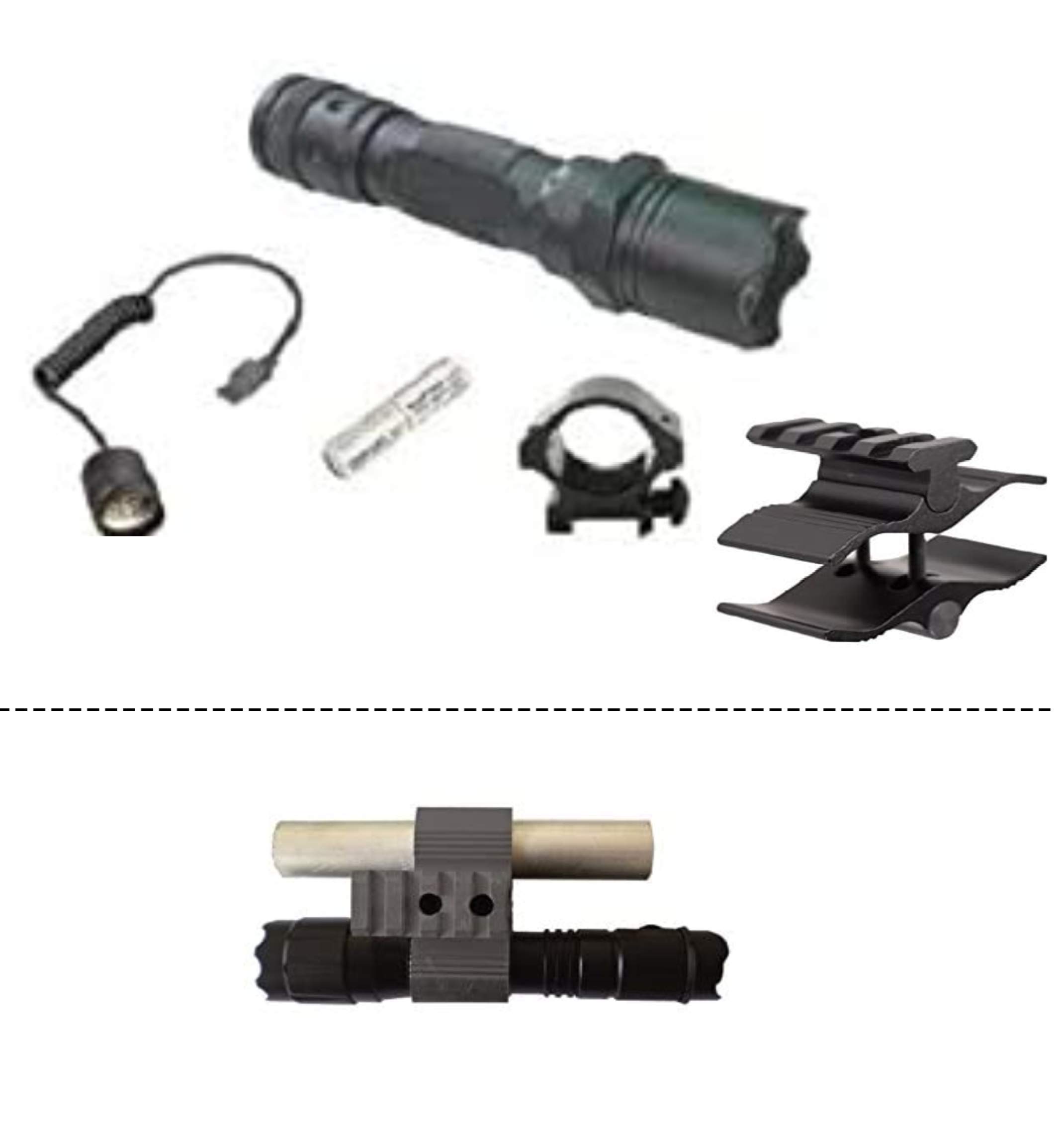 Ultimate Arms Gear Universal 12 GA Barrel/Mag Tube Mount, Black + Flashlight Light Kit For 12 Gauge Shotgun Paintball Airsoft
