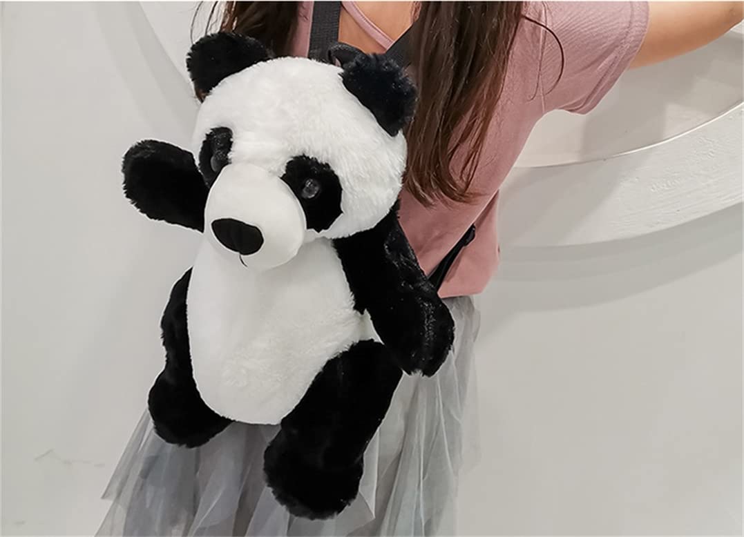 WYIKE Casual Animal Backpack Panda Backpack Cartoon Plush Small Backpack (White/Black-1)