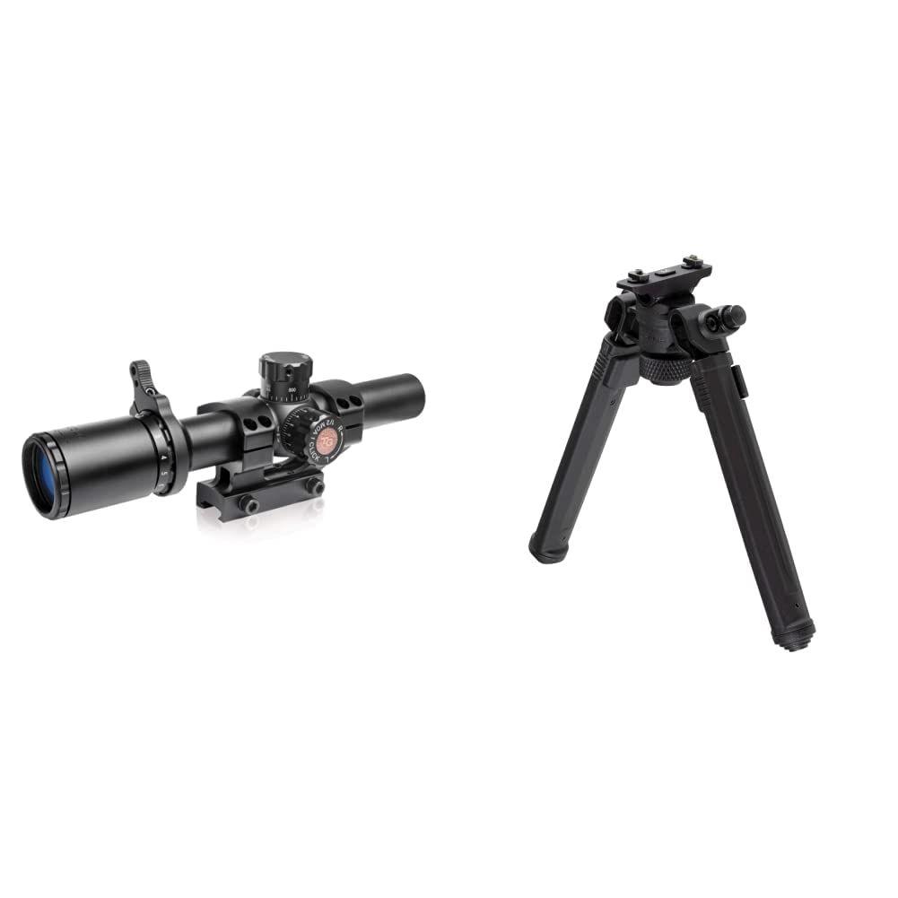 TRUGLO TRU-Brite 30 Series 1-6 X 24mm Dual-Color Illuminated Power Ring Duplex MIL-DOT Reticle Matte Black Gun Scope with Mount (TG8516TL) and TAC-POD Adjustable Folding Bipod (TG8902S)