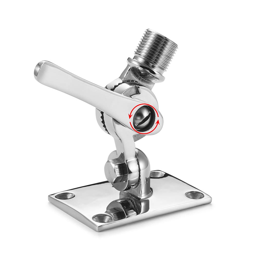 ZOMCHAIN Marine VHF Antenna Mounts, Ratchet Mount, 316 Stainless Steel Adjustable Base Mount for Boat
