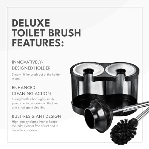 ToiletTree Products Modern Deluxe Freestanding Toilet Brush and Plunger Combo (Stainless Steel, Brush and Plunger Combo Set 4.5β x 9.75β x 18.5")