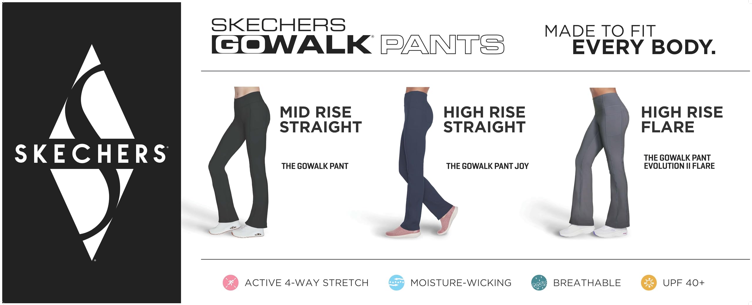 Skechers Women's Go Walk High Waisted Evolution Flare Pant, Bold Black, 3X-Large
