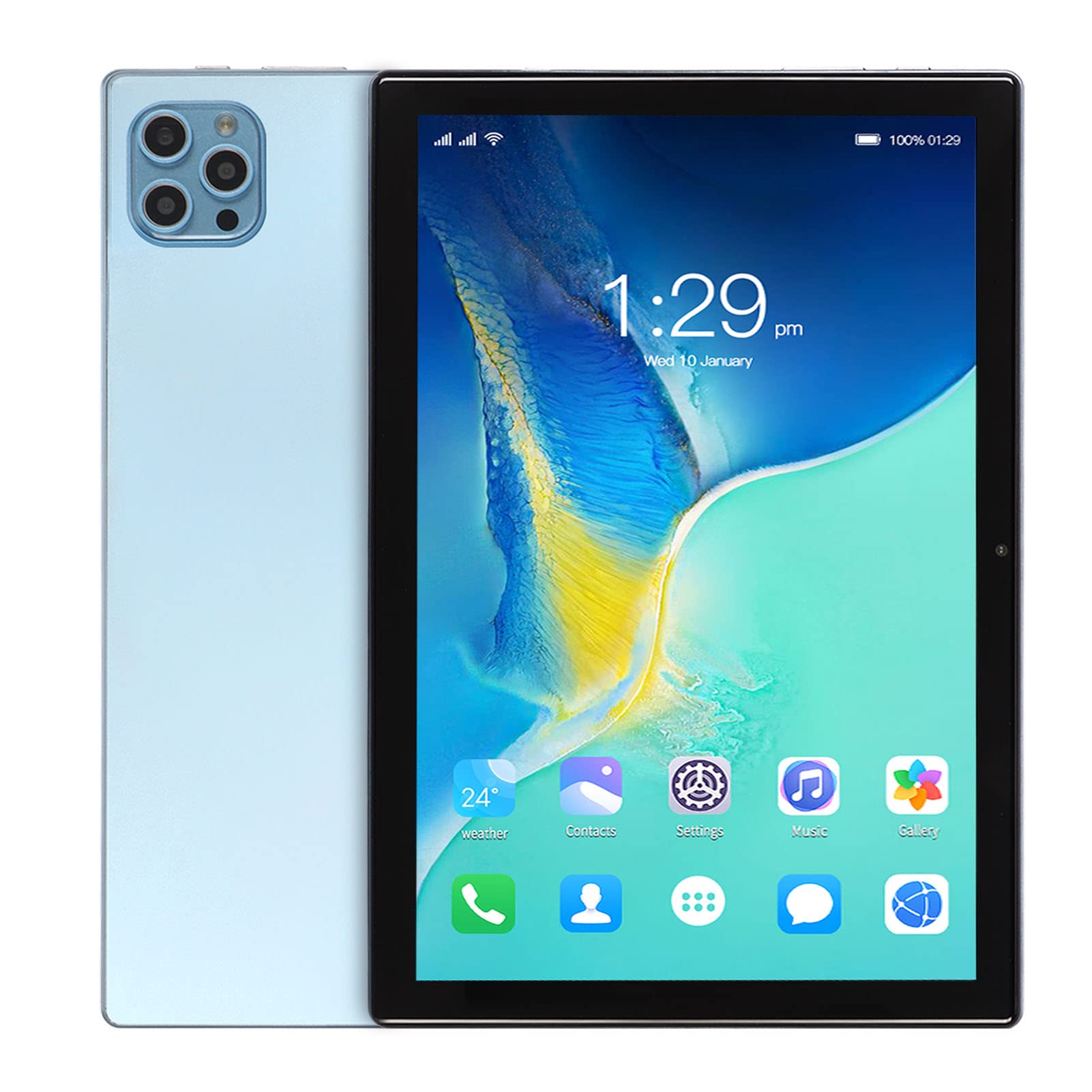 Vikye 10.1 Inch Tablet, 8GB RAM 256GB ROM FHD Plus Screen Octa Core with Dual Speakers 5G WiFi Tablet, 7000mAh Battery (US Plug)