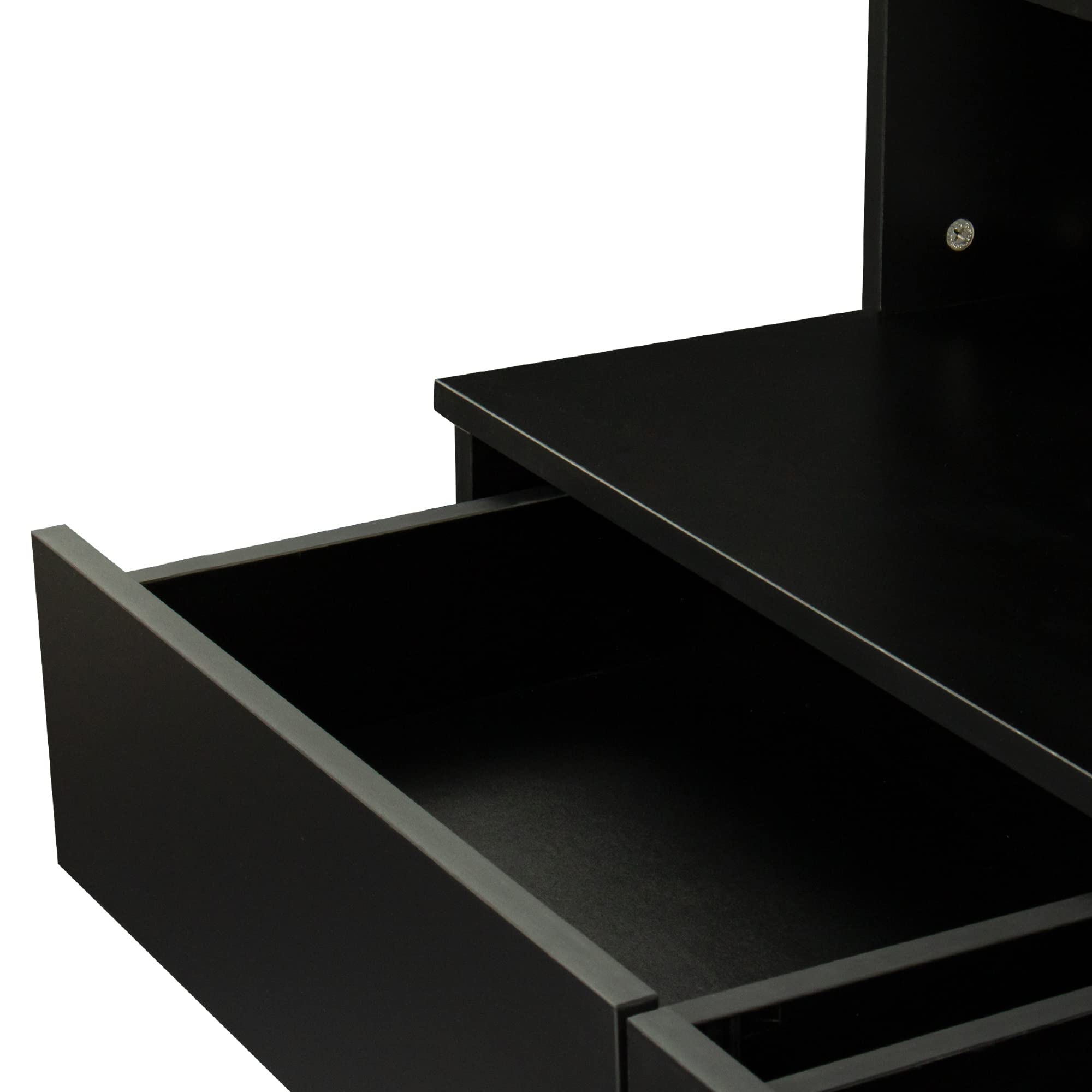 Tiophome Makeup Vanity Desk with LED Mirror & 10 Lights, Large Storage with 2 Drawer & 6 Open Shelves, Adjustable Brightness, Bedroom Dresser Dressing Table, Black