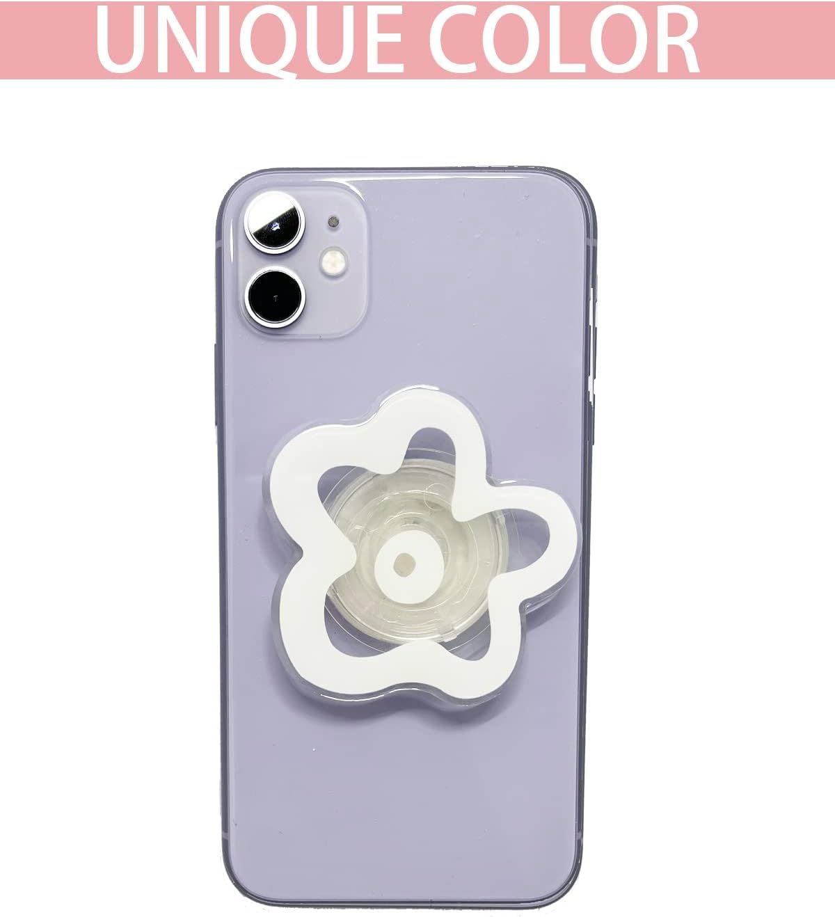 White Phone Grip with Expanding Kickstand, Acrylic Flower Collapsible Multi Functional Mobile Phone Stand Holder Cell Phone Stands for Smartphone Cell Phone Accessory