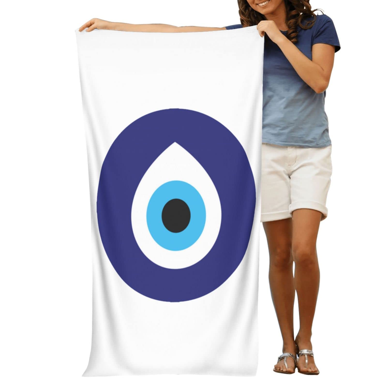 Zahika Turkish Evil Eye Beach Towel Absorbent Bathroom Towels Beach Towels Oversized Super ​32x52 Inch