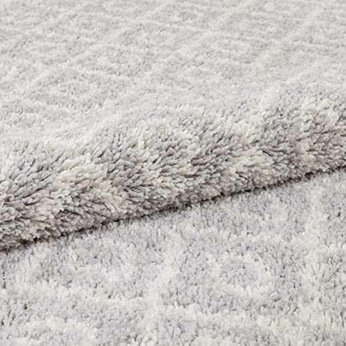 Well Woven Allie Grey Moroccan Shag Diamond Trellis Pattern Area Rug (5'3" x 7'3")