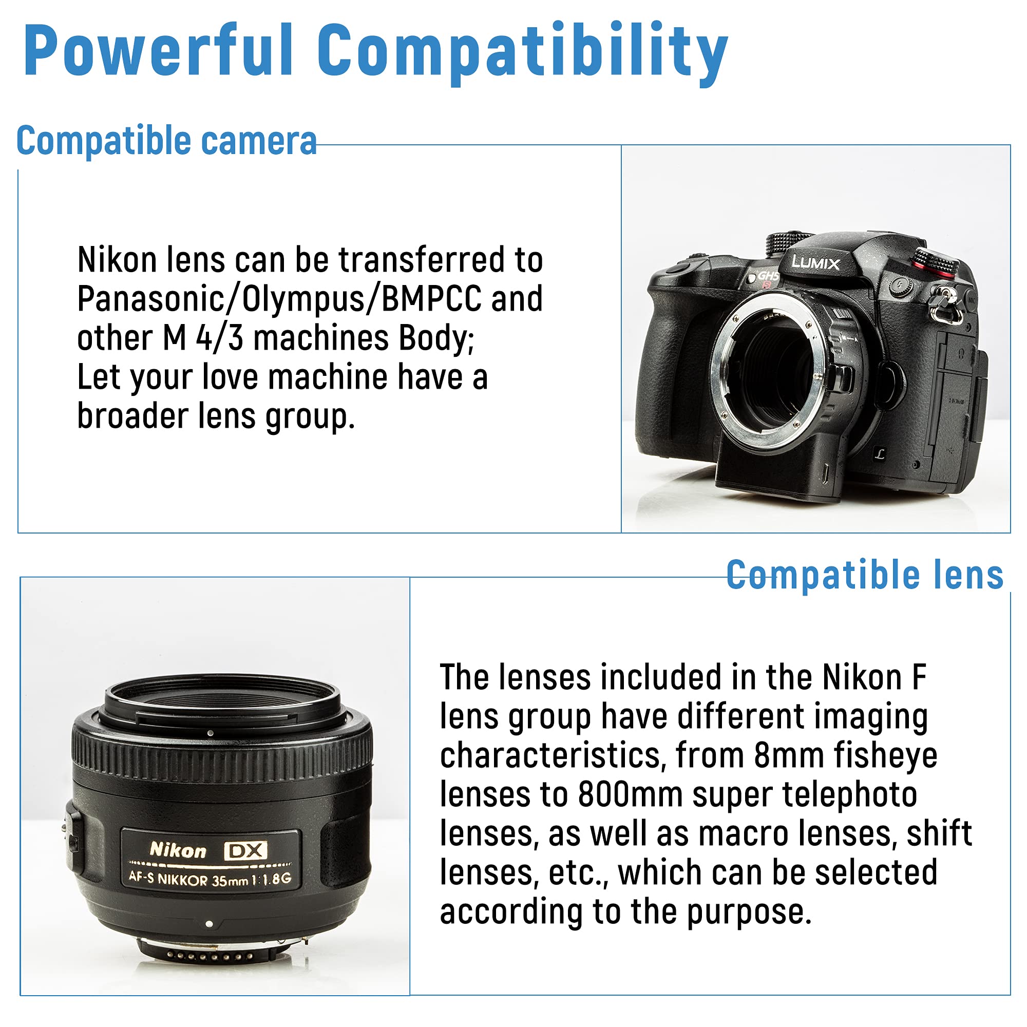 VILTROX NF-M1 Auto Focus Lens Converter Ring, Camera Lens Mount Adapter Compatible with Nikon F-Mount AF AF-S AF-P AF-I Lens to M4/3 Mount Camera(Olympus/BMPCC)