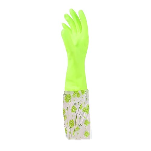 SKFVKAB Rubber Latex Water Proof Dishwashing Gloves Medium Long Cuff Flock Household Cleaning Gloves Barber Apron Jacket