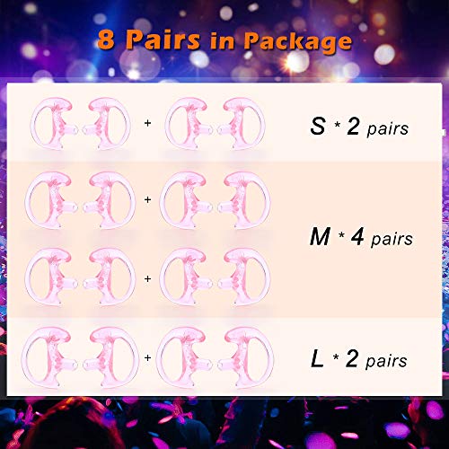 Zeadio [8 Pair] Radio Earpiece, Earmould Earbud Earplug Replacement for Two-Way Radio Coil Tube Audio Kits - Pink
