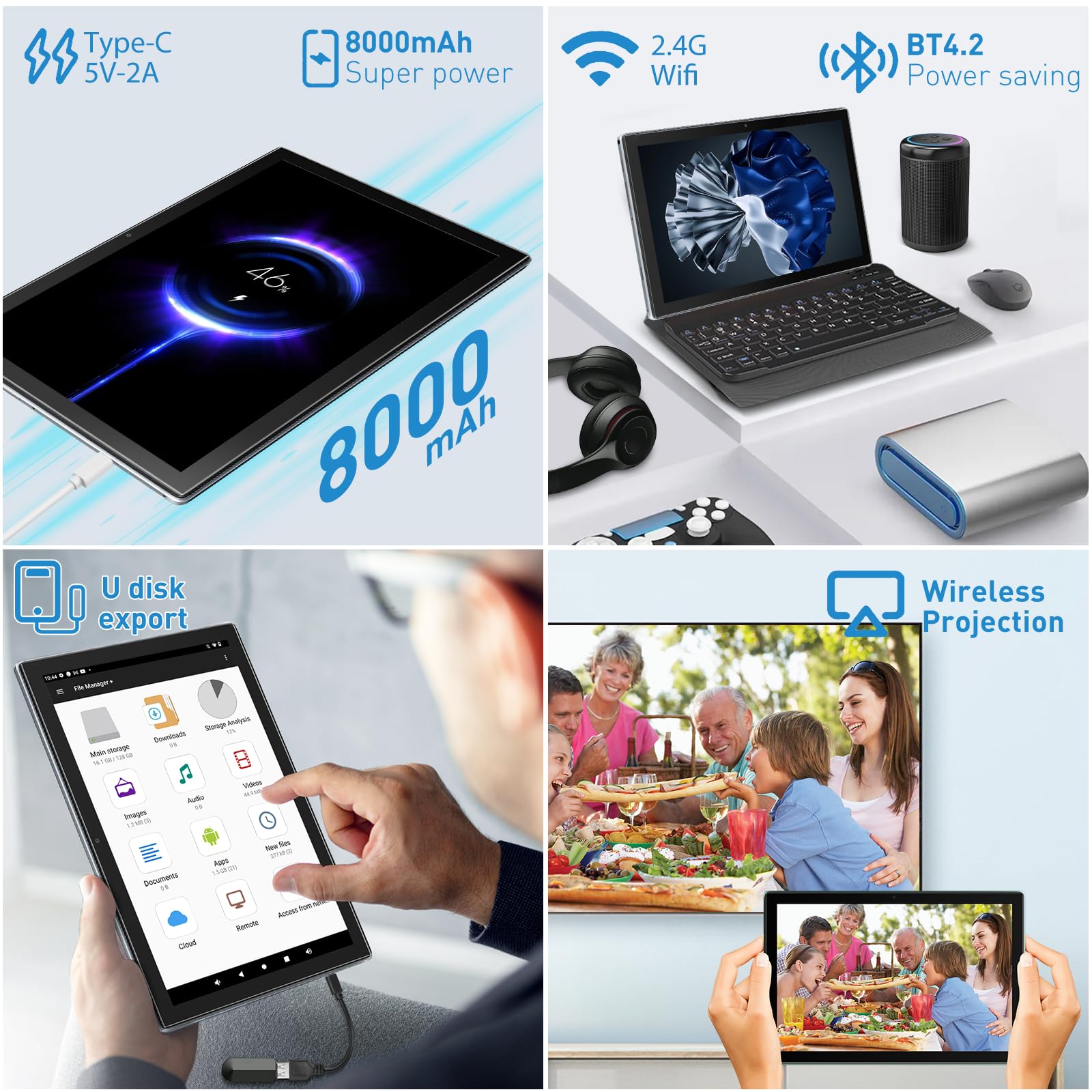 XGODY Android 12 Tablet 10 inch Tablets, T10 6GB+128GB Tablet, 512GB Expand 4 Core Android Tablet, 2.4G WiFi, 1280*800 IPS, 8000mAh Fast Charge, Bluetooth 4.2, GPS, Dual Camera, Parent control(silver)