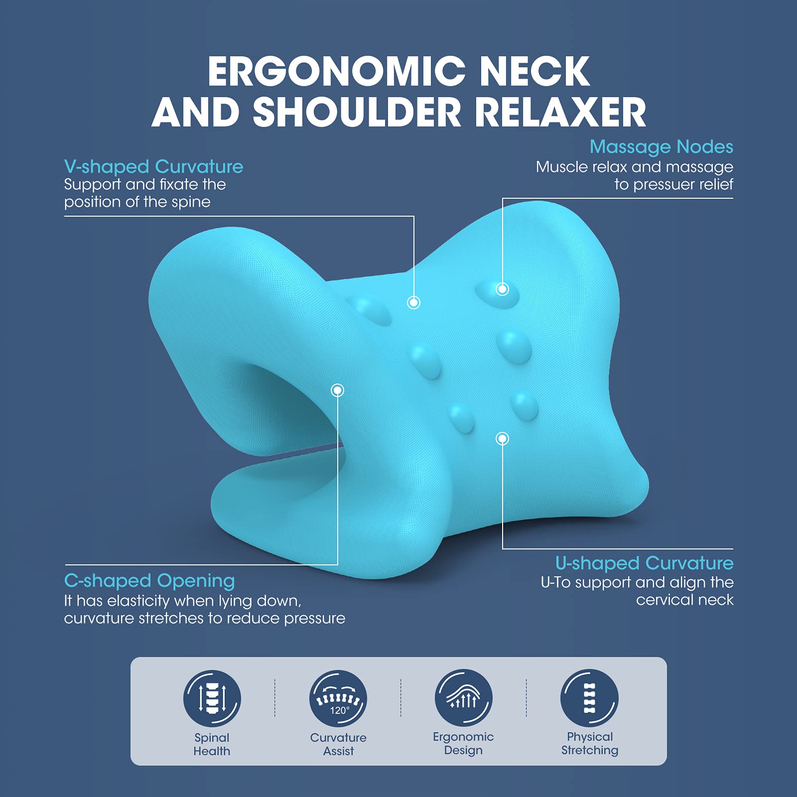 ZAMAT Neck and Shoulder Relaxer w/Magnetic Therapy Pillowcase, Neck Stretcher Chiropractic Pillows for Pain Relief, Cervical Traction Device for Relieve TMJ Headache Muscle Tension Spine Alignment