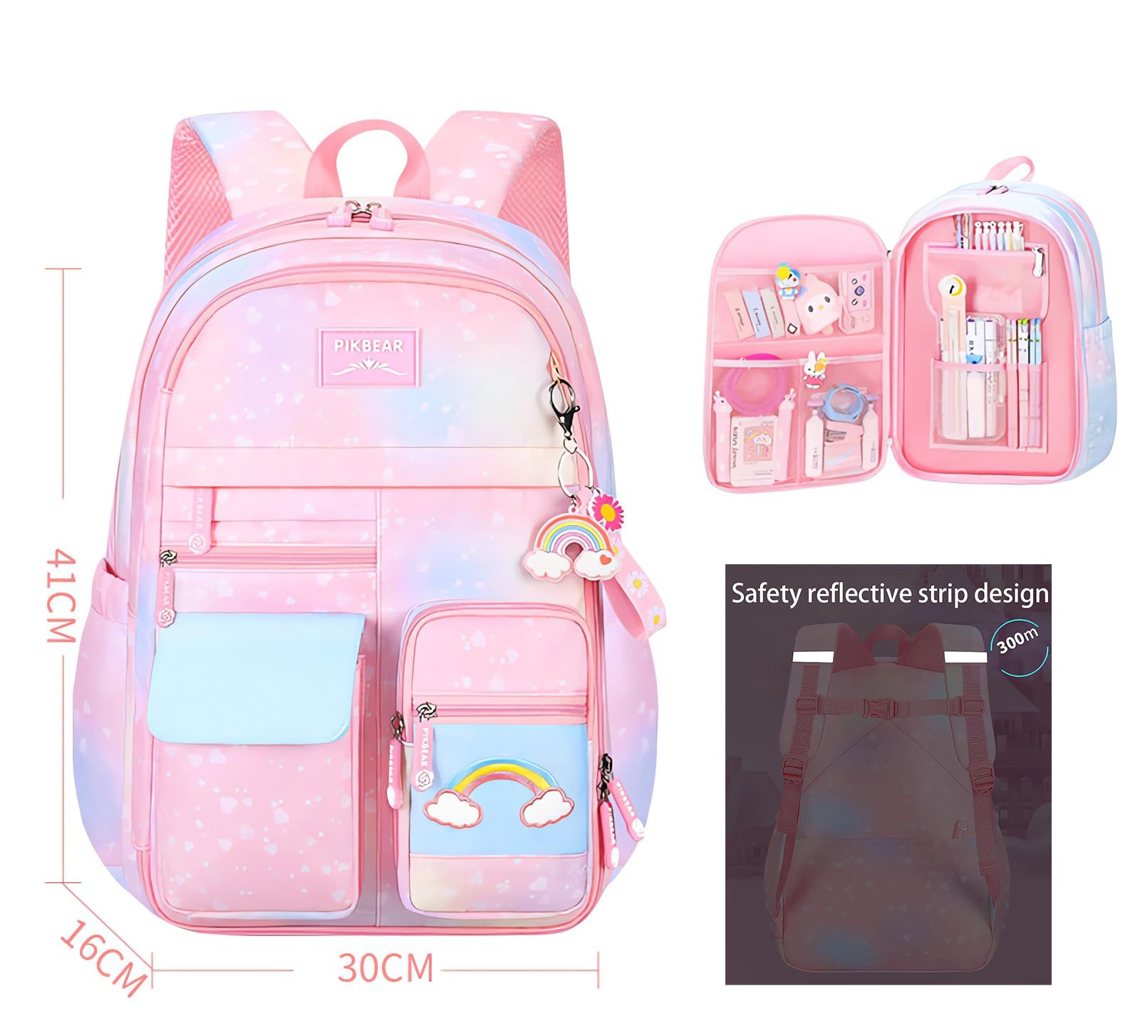 Uamdrup Purple Rainbow Unicorn Backpack For Girl,16Inch Waterproof Lightweight Durable Elementary Schoolbag With Pencil Case Tote Bag