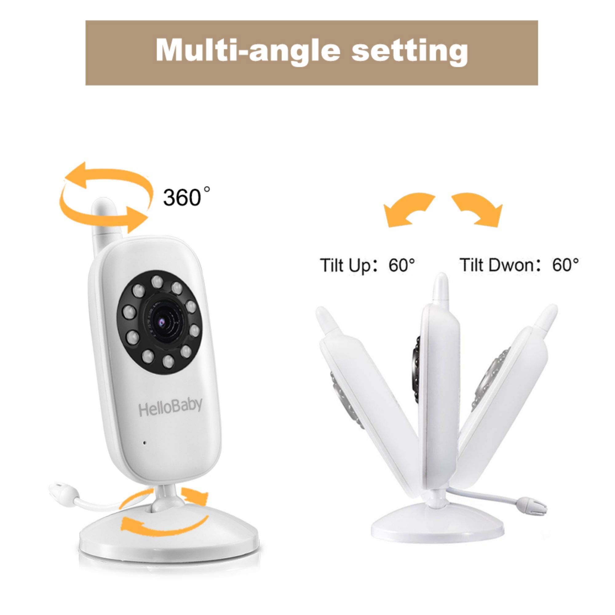 Video Baby Monitor with Camera and Audio | Keep Babies Nursery with Night Vision, Talk Back, Room Temperature, Lullabies, 960ft Range and Long Battery Life