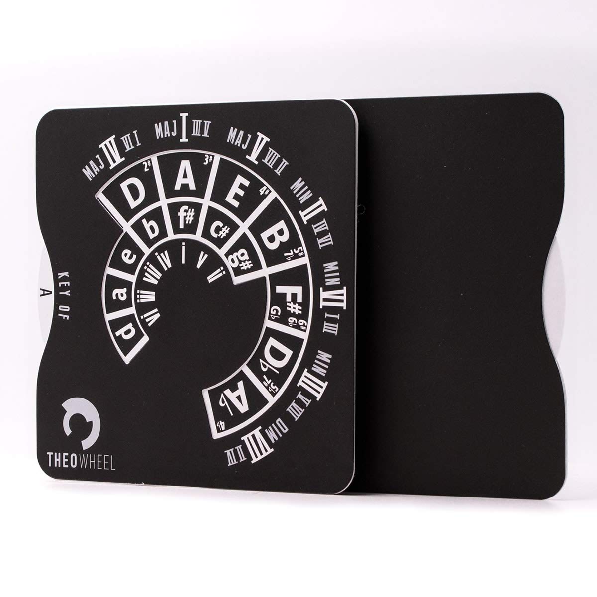 Theo Wheel - Music Theory Made Simple (Pure Black) - Circle of Fifths Educational Tool, Learn Major & Minor Chords for Guitar, Made In The USA - Version 2
