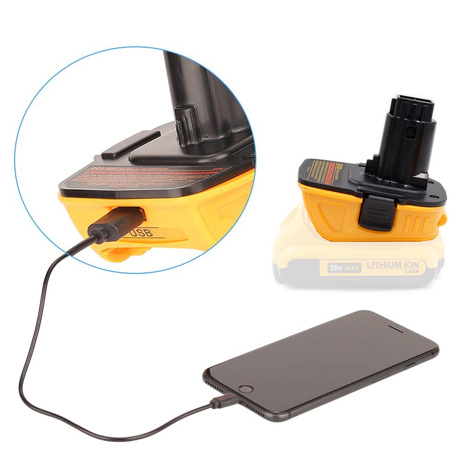 TPDL USB Battery Adapter DCA1820 Compatible with DeWalt 18V to 20V Converter for Dewalt 18V NiCad & NiMh Tools Replacement(1 Pack)