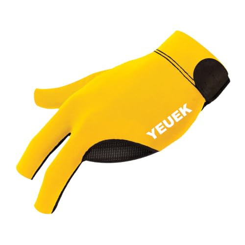 YEUEK Second Skin Billiard Gloves 3 Finger Pool Glove for Left Hand,Snooker Cue Sport Glove Black Yellow Red Blue M/L