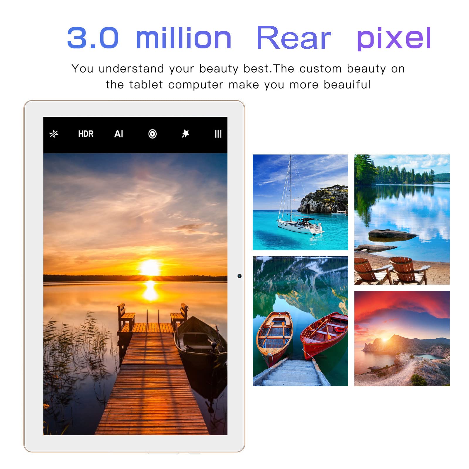 Upgrade 10.1 Inch Ultra-Thin HD Tablet Computer, 10 Core IPS HD Screen, WiFi, Bluetooth, Android Voice Call, Game Tablet, Front and Back Dual Camera, Gift for Family