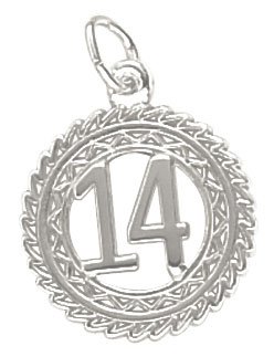 Rembrandt Charms Number 14 Charm, Sterling Silver