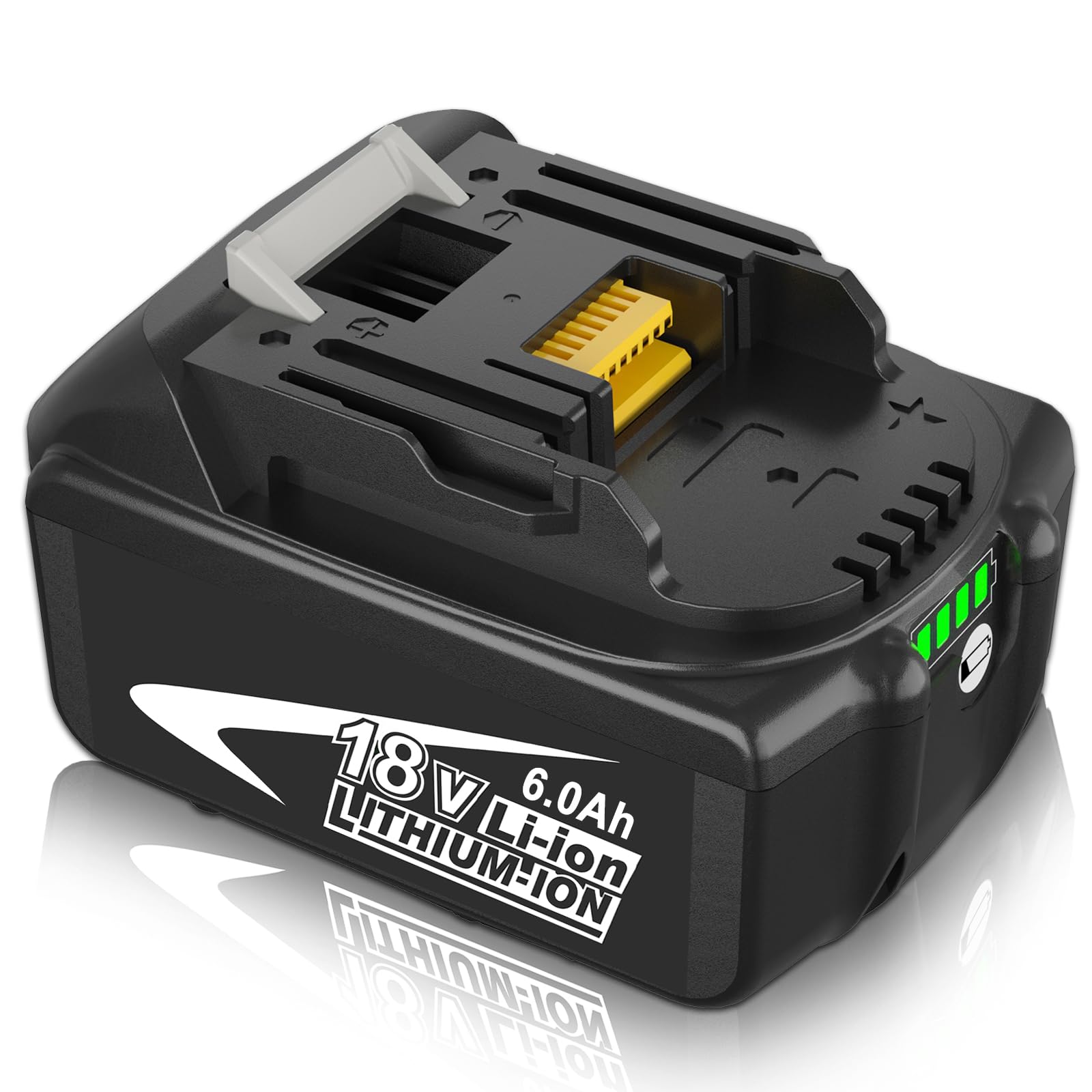 Upgrade to 6.0Ah Replacement for Makita 18V Battery Compatible with BL1860B 18V Battery Lithium-ion BL1850B BL1840B BL1830B BL1815B LXT-400 Cordless Power Tools with LED Indicator(Black)