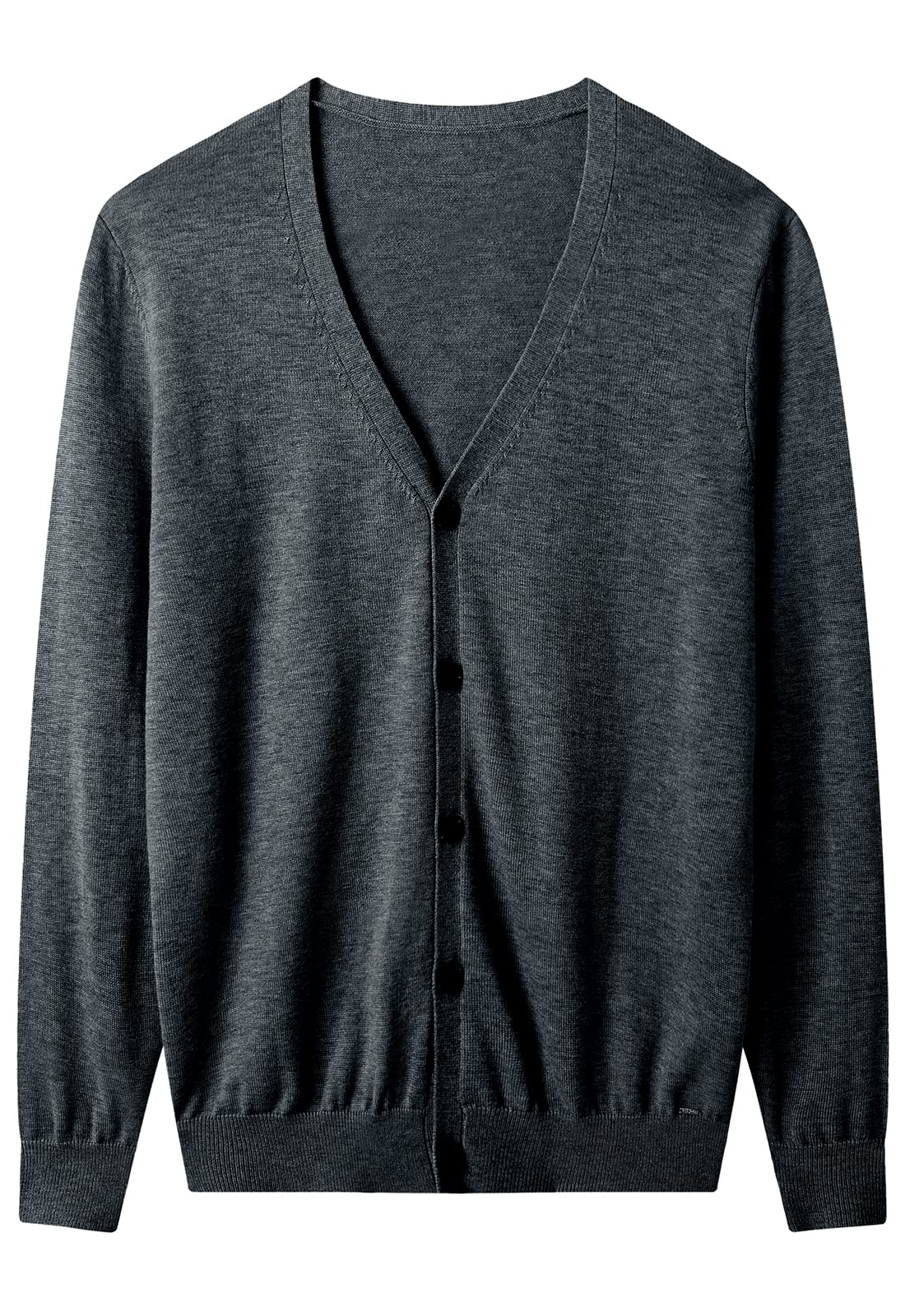 ZHILI Men's V Neck Cardigan Sweater Casual Lightweight Button Down Knitted Cardigan Sweater_Dark grey_XXXX-Large