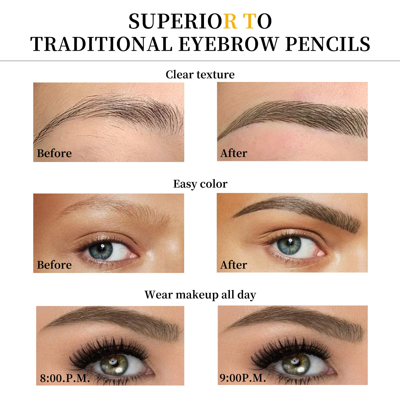Udream Eyebrow Pencil Dark Brown,brow pencil,Liquid Waterproof Eyebrow Pencil,Eye Brow Pencils for Women,Eyebrow Microblading Pen,Eye Makeup Eyebrow Pen Long-Lasting Waterproof Micro 4 Point Brow Pen