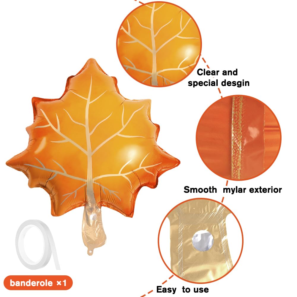 YUJUN 11PCS Fall Thanksgiving Balloons, Maple Leaves Shaped Mylar Foil Balloons for Thanksgiving Autumn Home Theme Decoration Party Supplies(2 Styles)