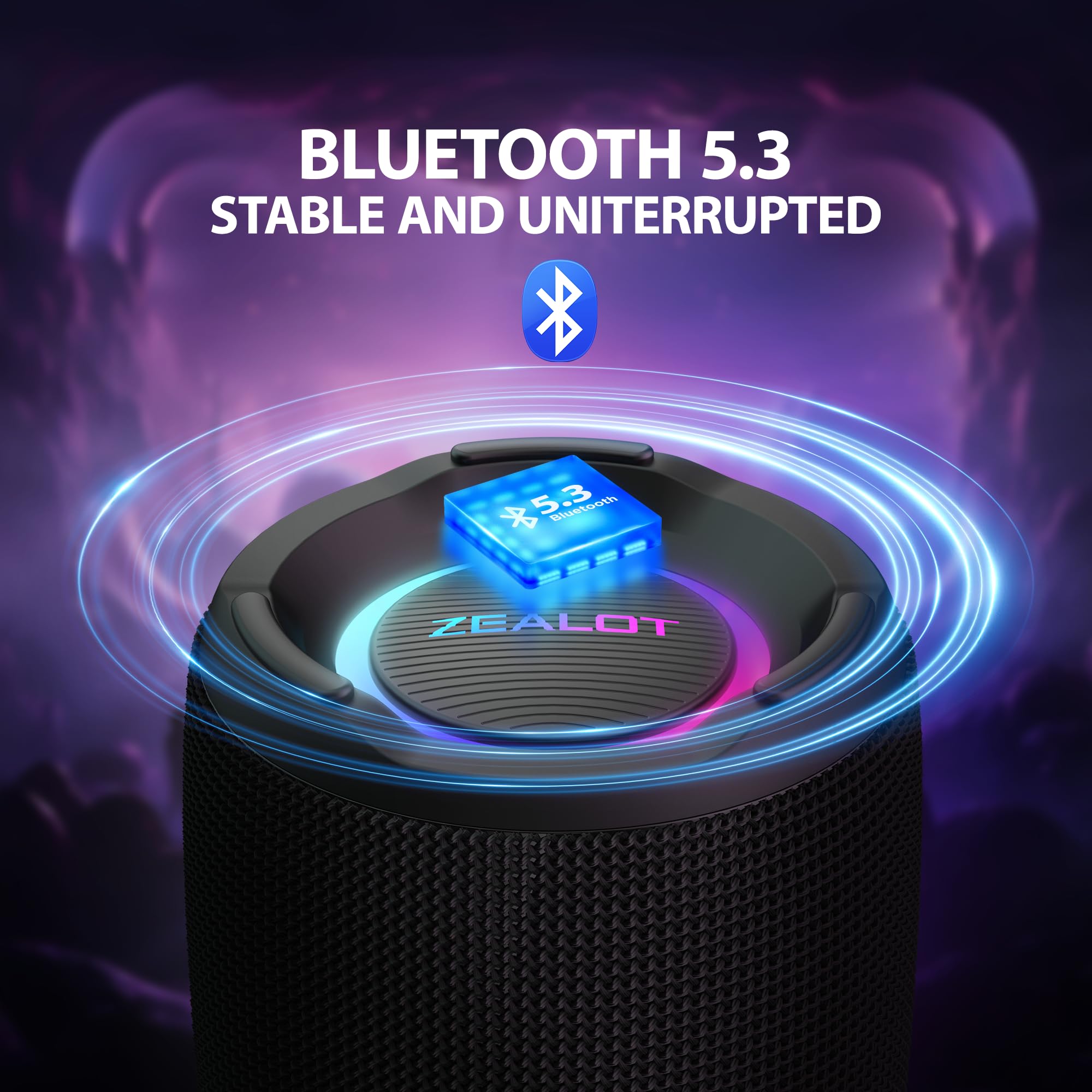 ZEALOT Bluetooth Speaker, IPX7 Waterproof Wireless Speaker with 20W Loud Stereo Sound, Outdoor Portable Speakers with Bluetooth 5.2, 40H Playtime, RGB Light, Dual Pairing for Home, Party(Update)