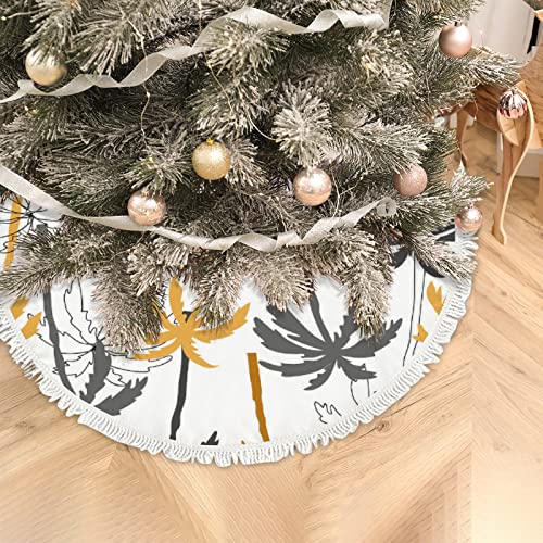 Small Christmas Tree Skirt Palm Tree Pattern,30 Inch Tree Skirt for Christmas Holiday Party Decoration,Rustic Tree Skirts Mat Home Indoor Outdoor Ornaments