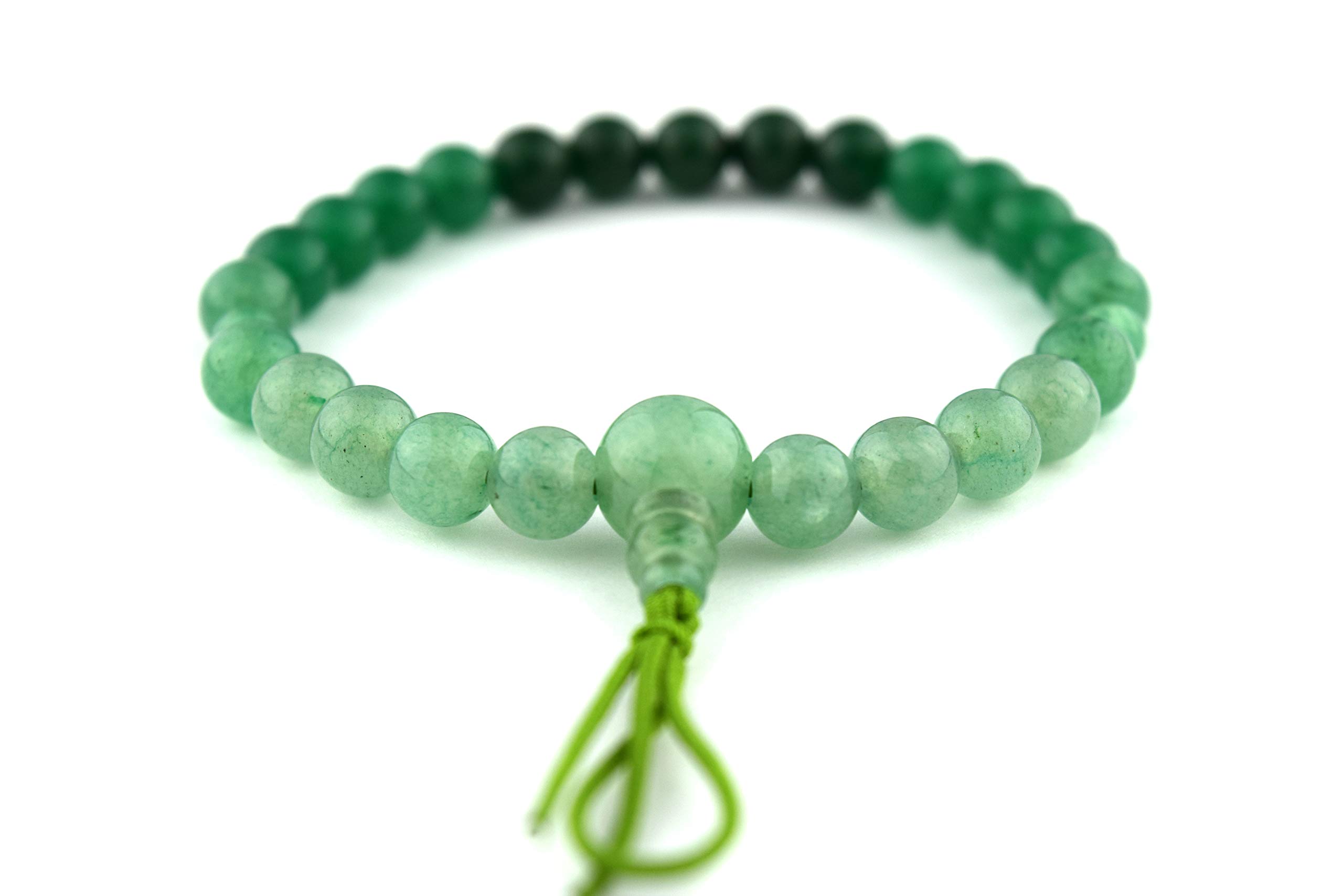 京都あさひ屋 Green Aventurine Quartz Indian Jade Gradation Stone Bracelet Women Men elastic bangle Kyoto mala beads (Rosary)