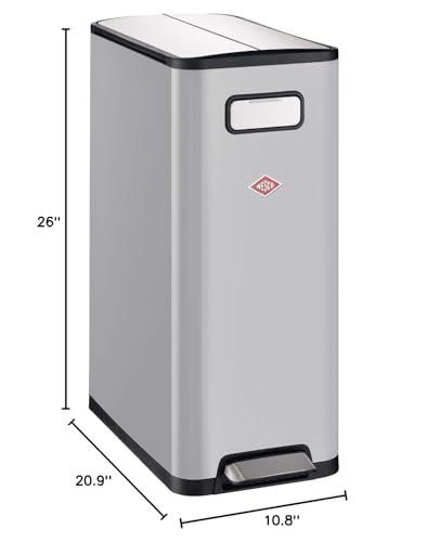 WESCO 381511-76 Pedal Trash Can, Cool Gray, Size: 10.8 x 20.9 x 26.0 inches (27.5 x 53.2 x 66.1 cm), Double Open, Separate Pedal Bin