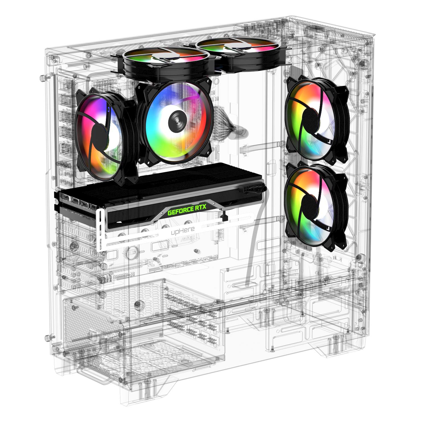 upHere Graphics Card GPU Brace Support Video Card Sag Holder/Holster Bracket, Anodized Aerospace Aluminum, Single or Dual Slot Cards- White(GL04)