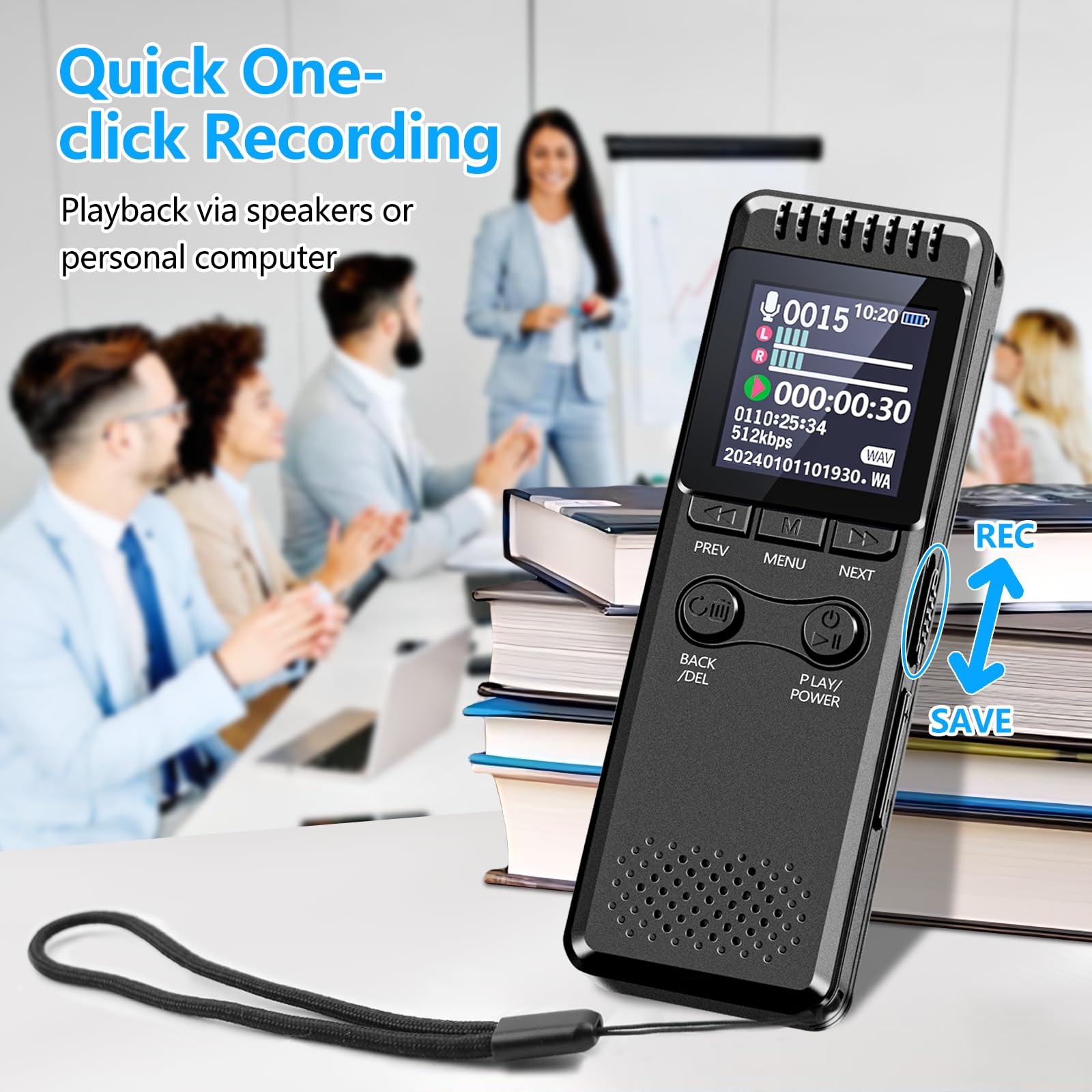 Vivaniir 64GB Digital Voice Recorder, 80 Hours Long-Lasting Battery 1100mAh, Voice Activated Recorder with Playback and Metal Casing, USB-C Audio Recorder for Lecture Meeting Interviews