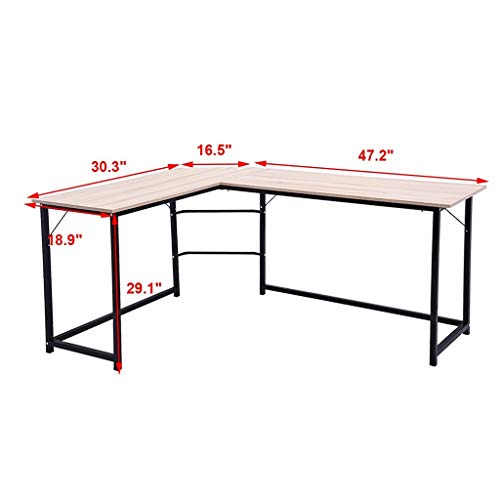 ZHOU2# Desktop Computer Desk, Home Office Study Writing Table Computer Gaming Table Bedroom Laptop Study Table, Student Steel Wood Desk Workstation Study Reading Writing Desk PC Laptop Table (White)