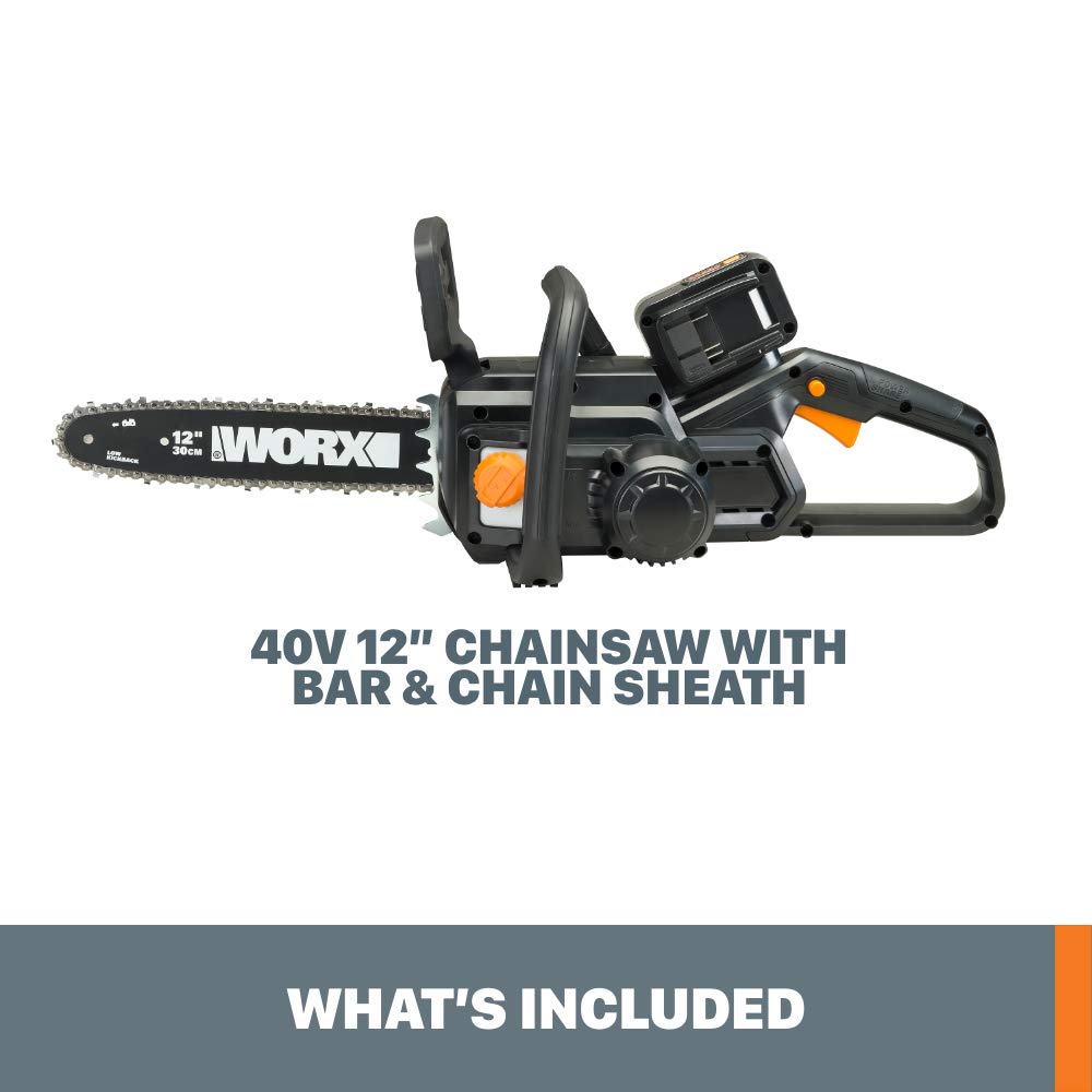 Worx 40V 12" Cordless Chainsaw Power Share with Auto-Tension (Tool Only) - WG381.9