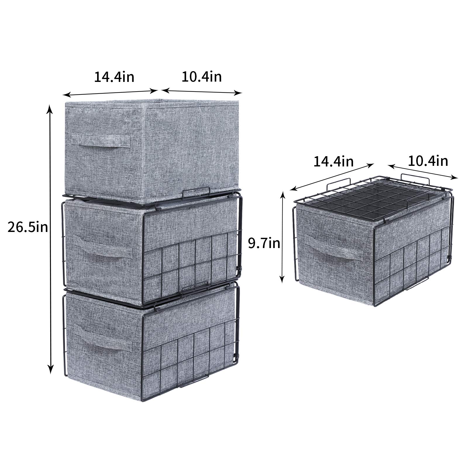 X-cosrack Stackable Storage Bins with Shelves,Foldable Closet Organizer Shelf Cube Box with Handles,Drawable Clothes Storage Organizer for Closet,Bedroom,Entryway