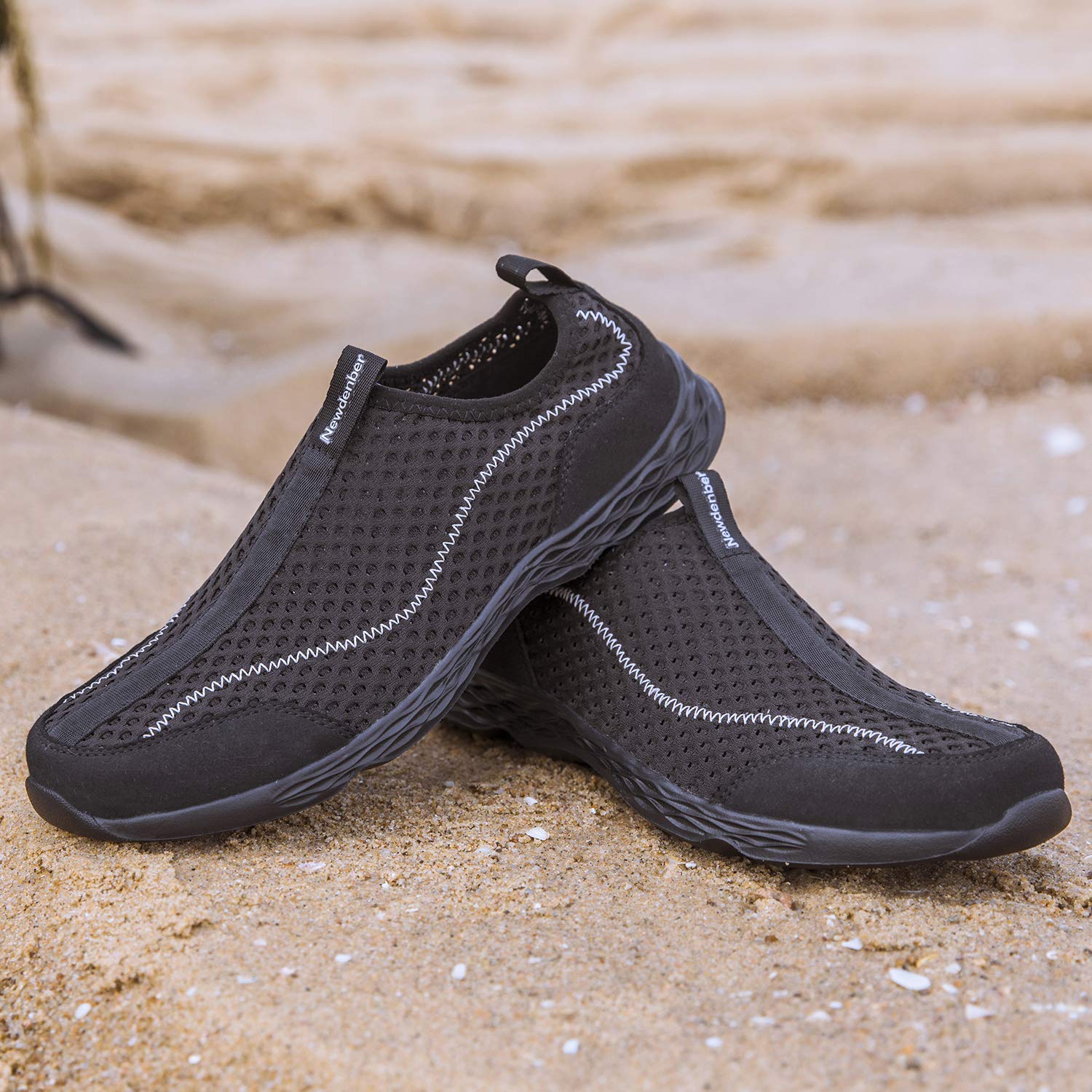 WOTTE Men's Water Shoes Quick Drying Sports Aqua Shoes(Size 15,Black-1414)