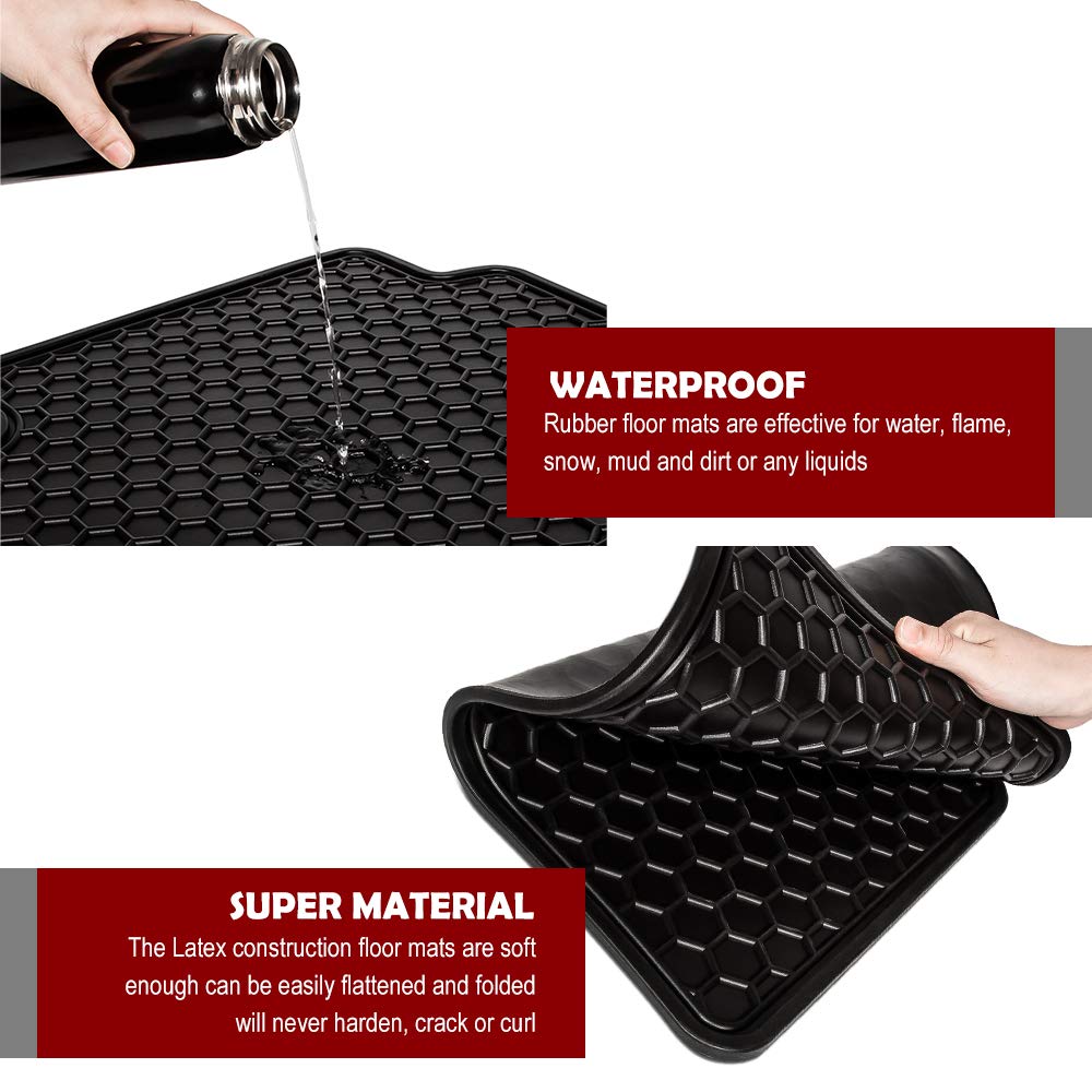 TeddyTT Floor Mats Compatible with Ford Fusion 2013 2014 2015 2016 2017 2018 2019 2020 2021 Heavy Duty Rubber Front&Rear Car Carpet Waterproof Custom Seasons Odorless all weather 2017-2022 Lincoln MKZ