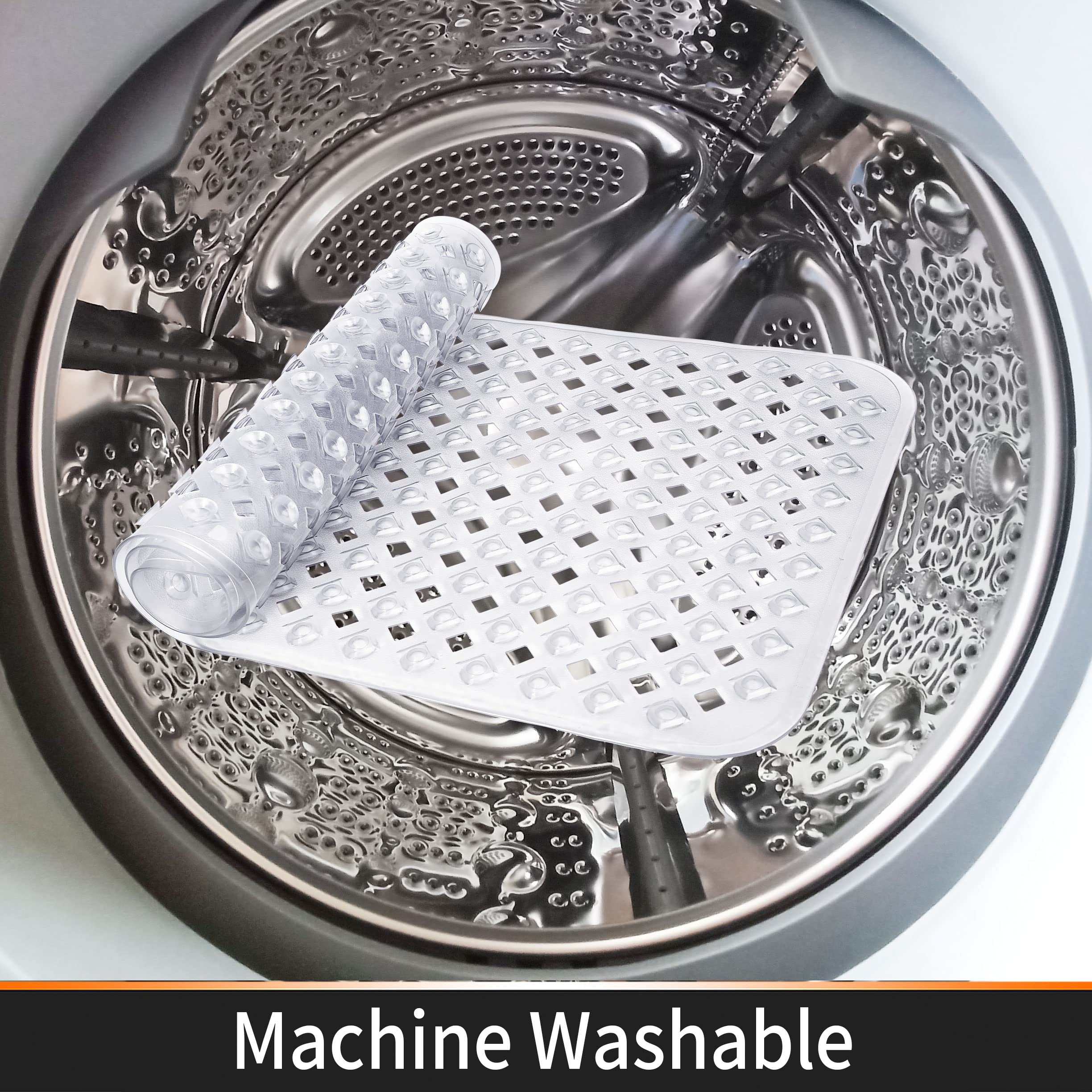 Yimobra Original Bath Tub and Shower Mat 27.5 X 15.5 Inches, Non-Slip with Drain Holes, Suction Cups, Machine Washable, Phthalate Free, No Latex, No BPA, Clear