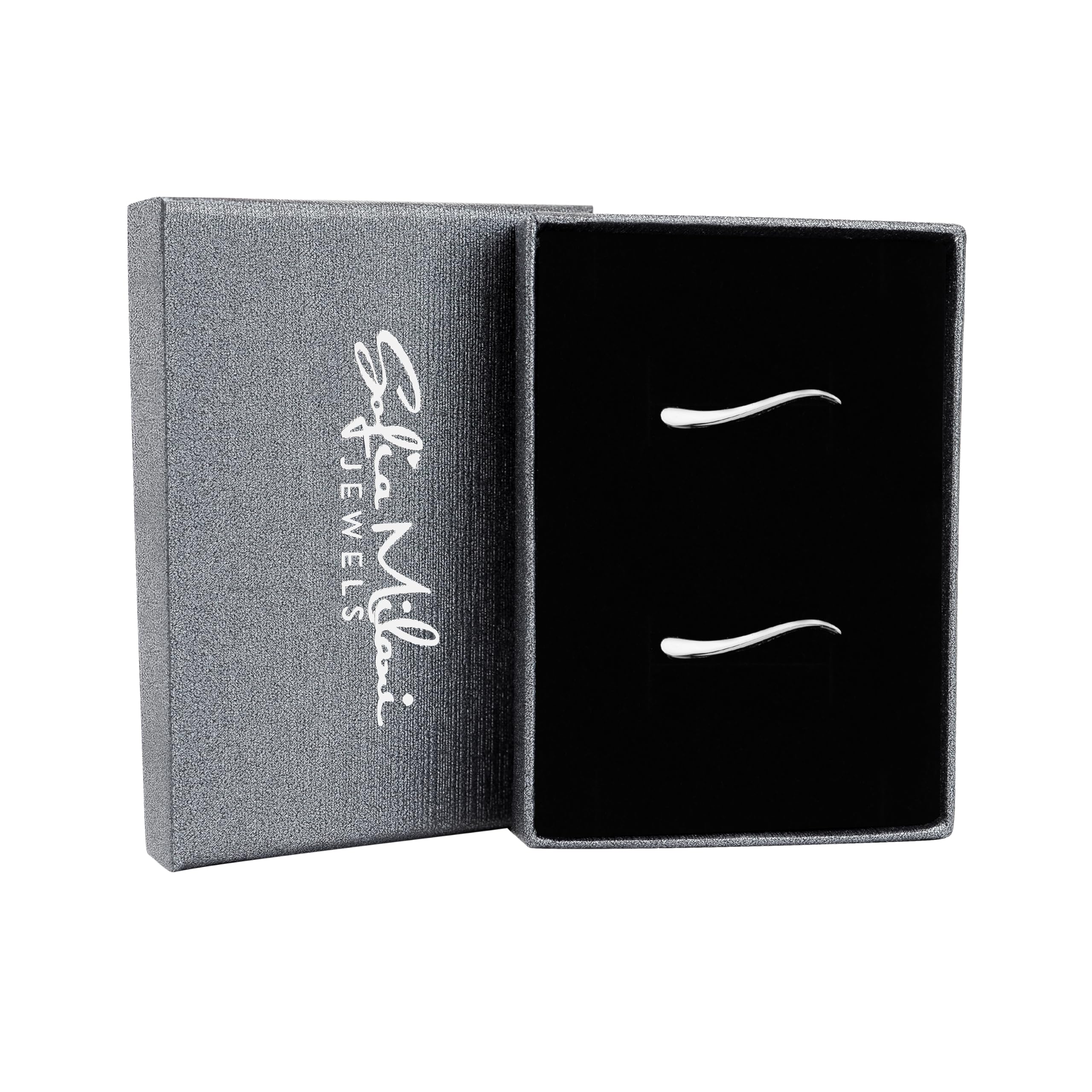 SOFIA MILANI - Solid 925 Sterling Silver Earrings for Women - Curved Ear Climbers - 20808